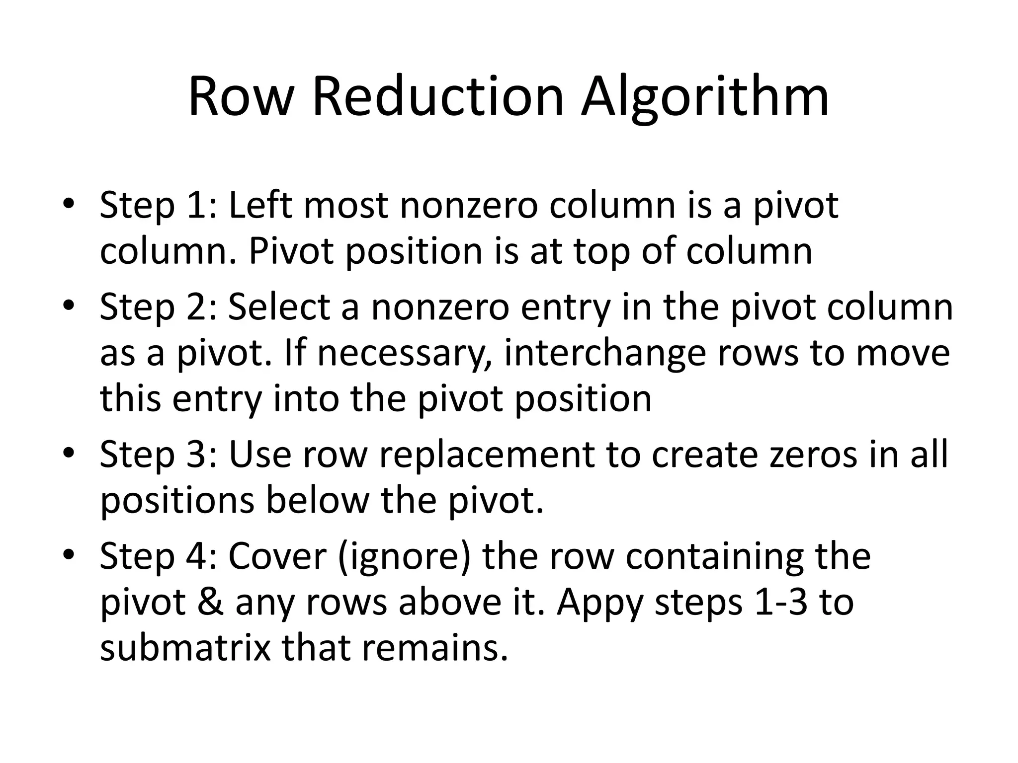 Lecture 01 Row Operations And Row Reduction Ppt