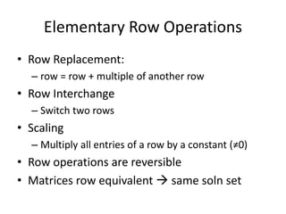 Lecture 01 - Row Operations & Row Reduction | PPT