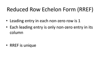 Lecture 01 - Row Operations & Row Reduction | PPTX
