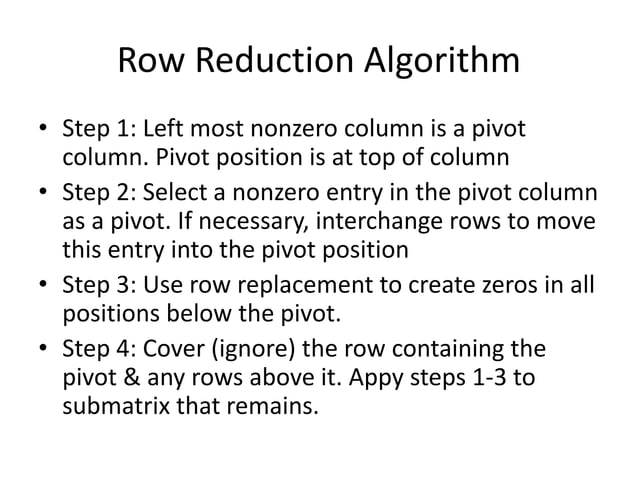 Lecture 01 - Row Operations & Row Reduction | PPT