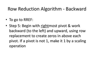 Lecture 01 - Row Operations & Row Reduction | PPTX