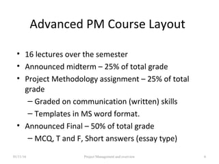 Lecture 01: Advanced Project Management-Introduction | PPT