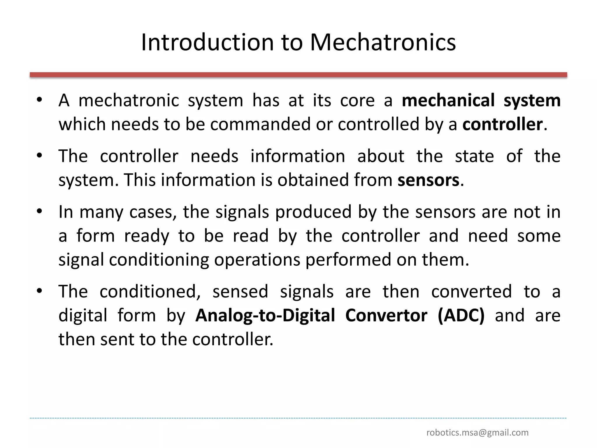 introduction to mechatronics | PDF