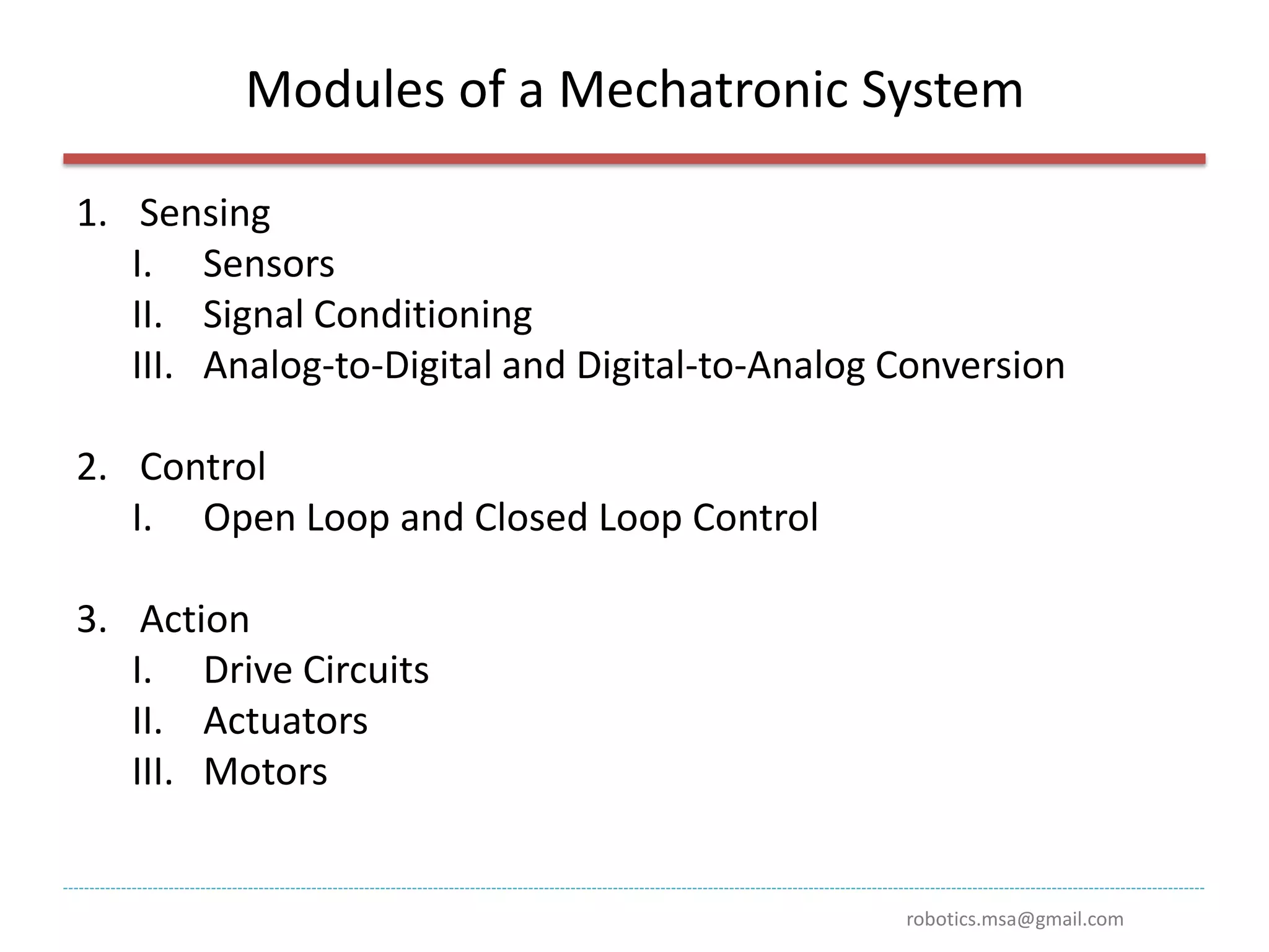 introduction to mechatronics | PDF