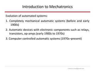 introduction to mechatronics | PDF