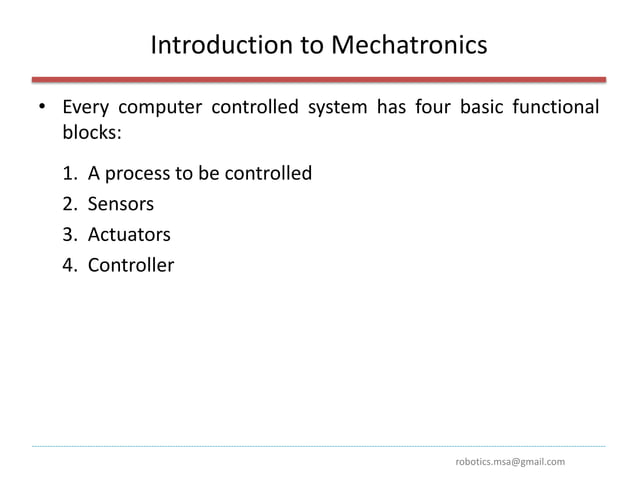 introduction to mechatronics | PDF