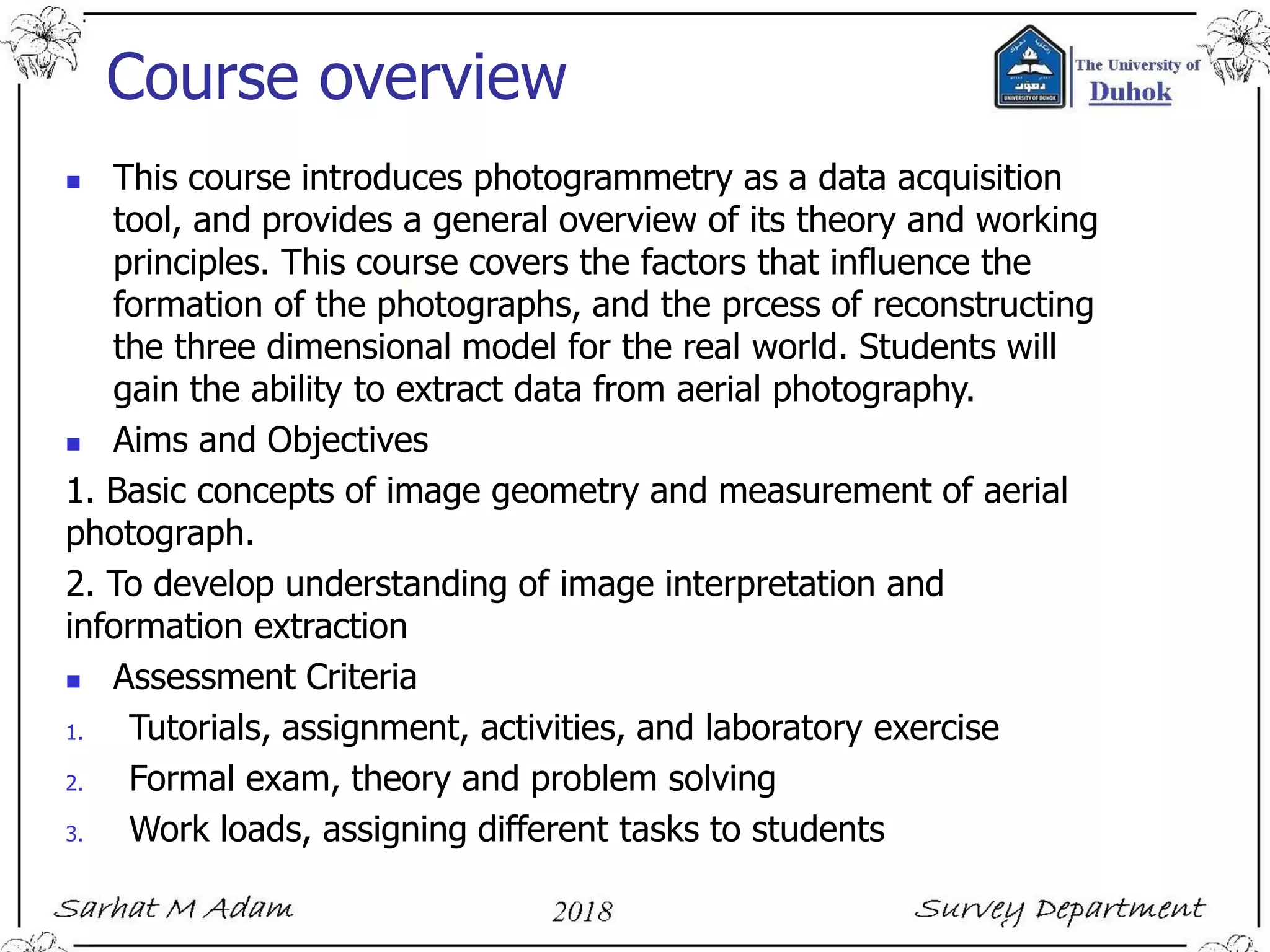 Lecture01: Introduction to Photogrammetry | PDF | 3-D Graphics | Computer Software and Applications