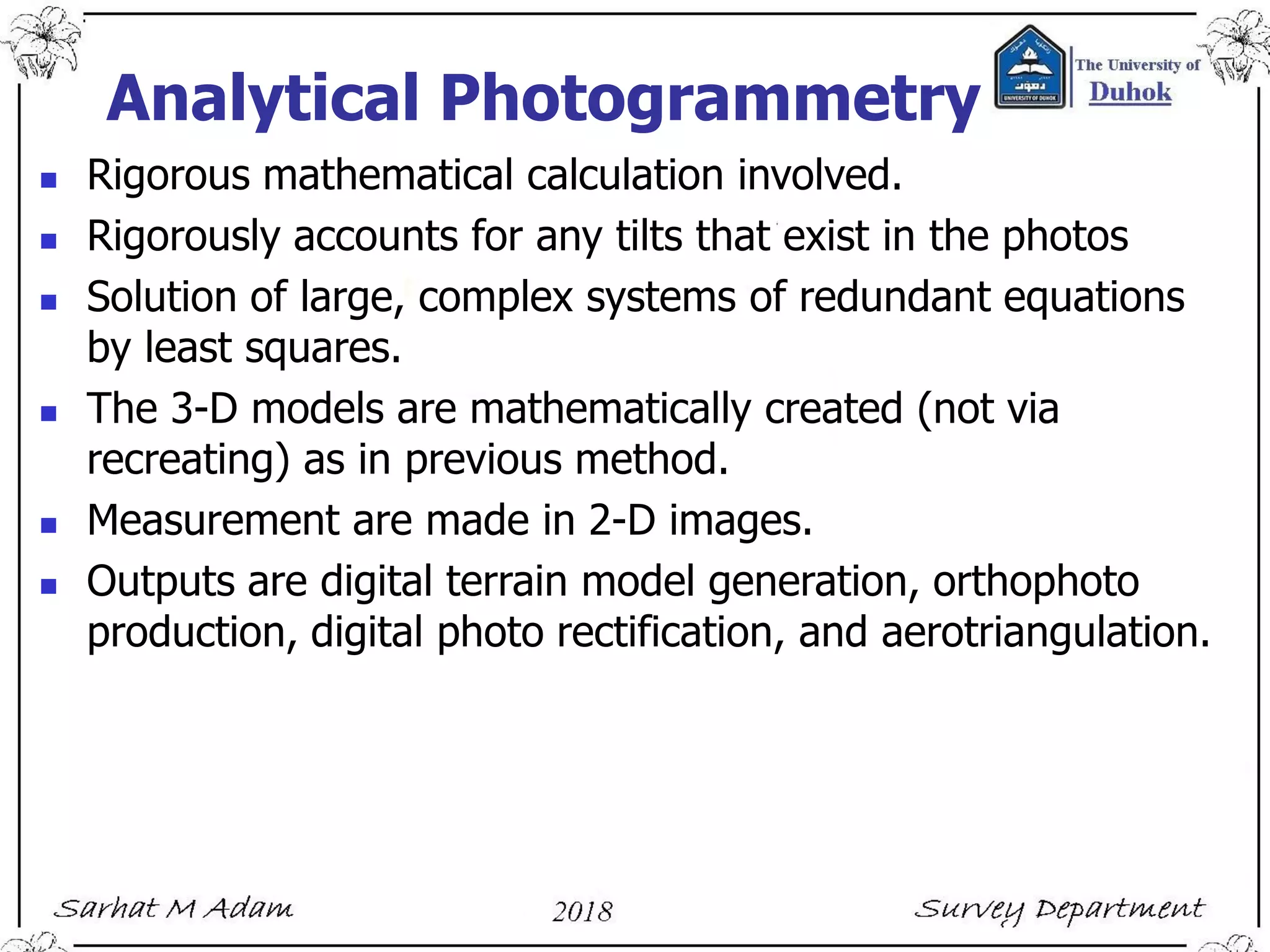Lecture01: Introduction to Photogrammetry | PDF