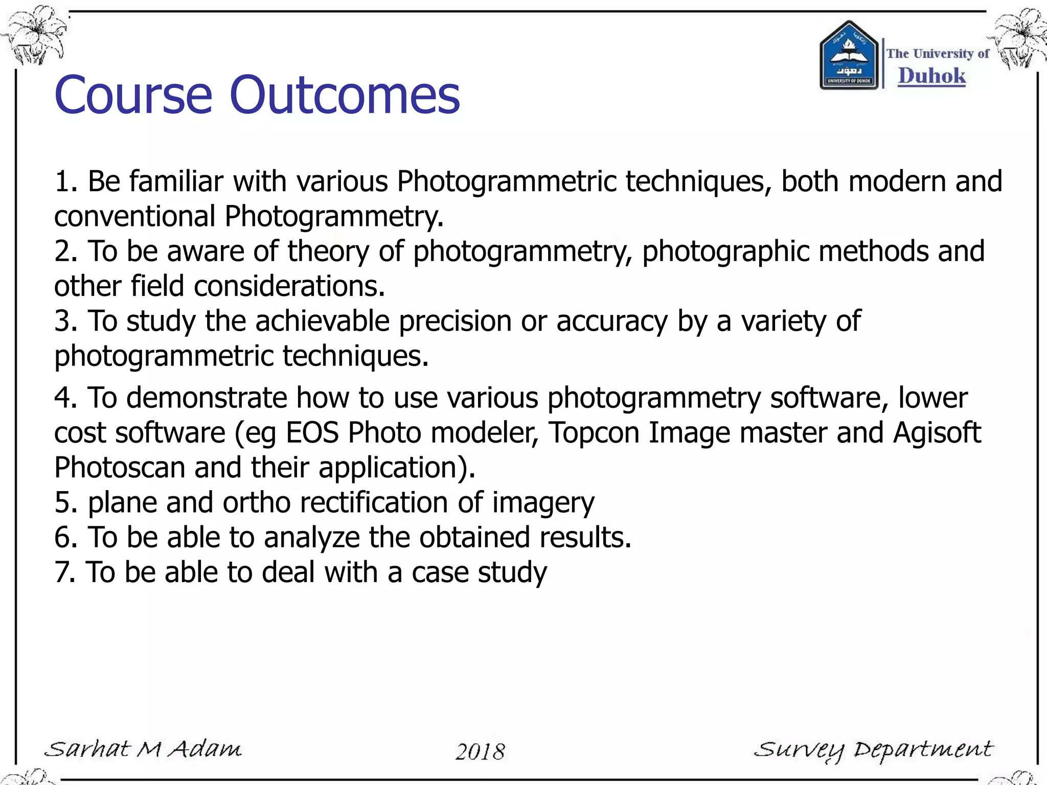 Lecture01: Introduction to Photogrammetry | PDF