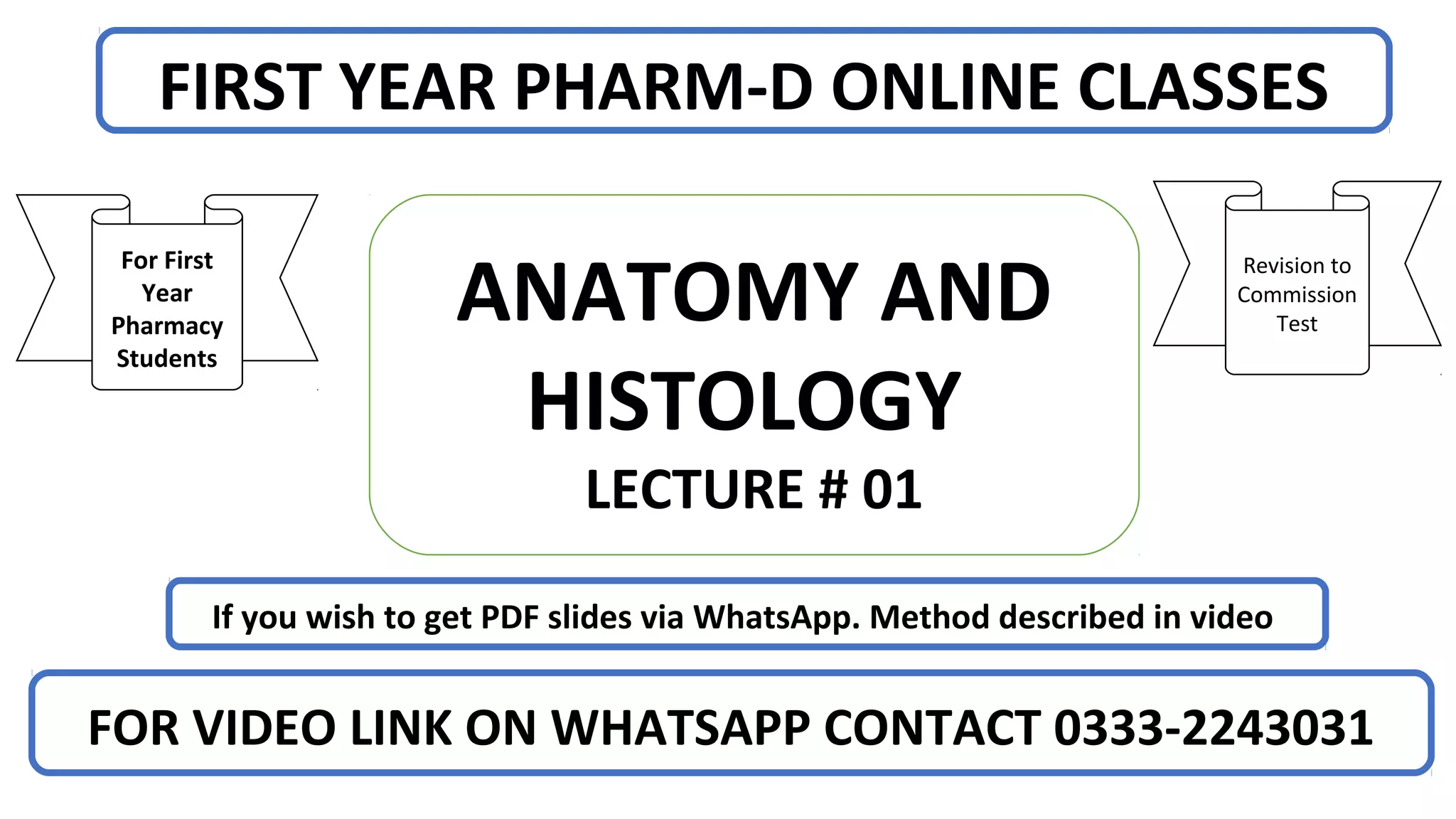 Anatomy and Physiology - First Year Pharmacy Lecture # 01 | PPT