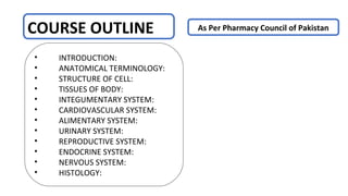 Anatomy and Physiology - First Year Pharmacy Lecture # 01 | PPT