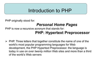 PHP LICTURES .......... | PPT