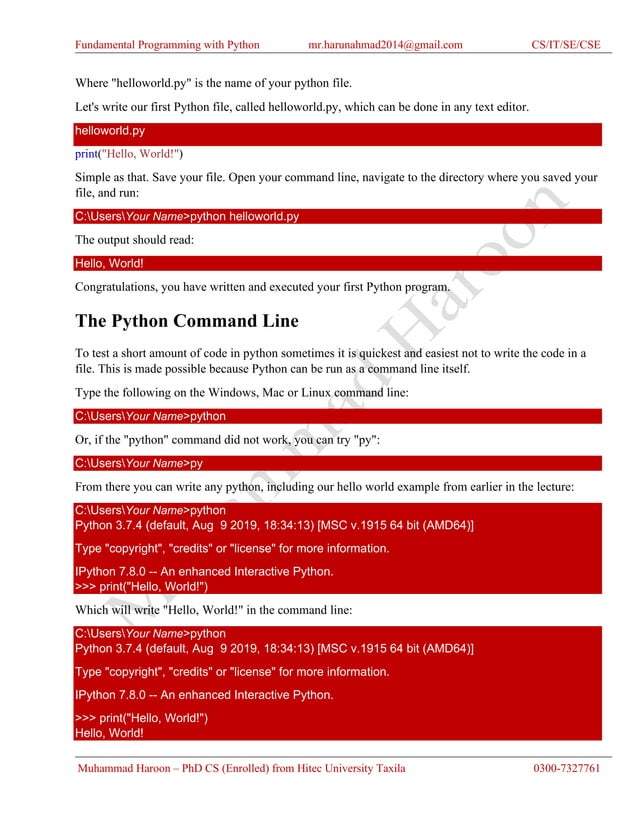 Lecture01 - Fundamental Programming with Python Language | PDF | Programming Languages | Computing