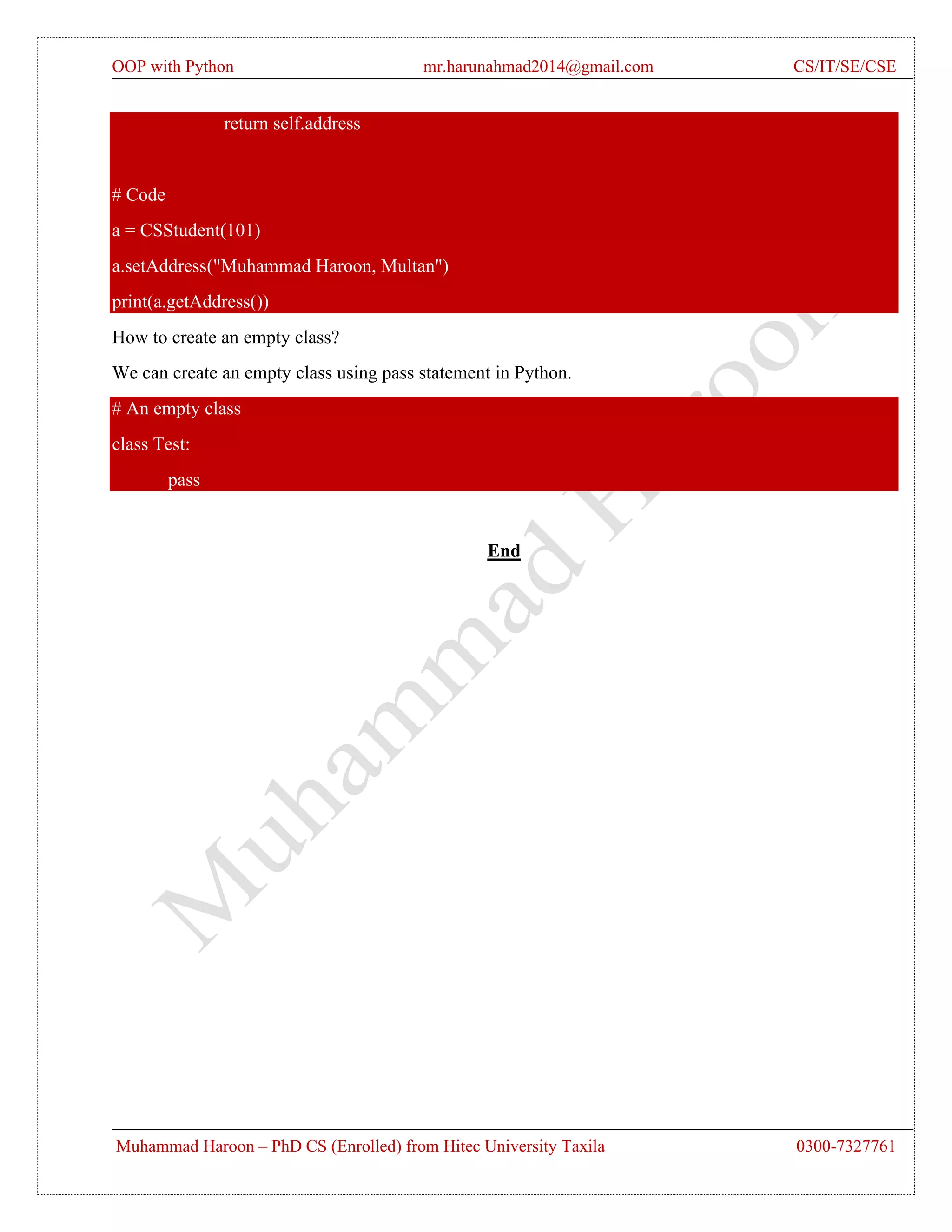 Lecture 01 - Basic Concept About OOP With Python | PDF Lecture 01 - Basic Concept About OOP With Python | PDF