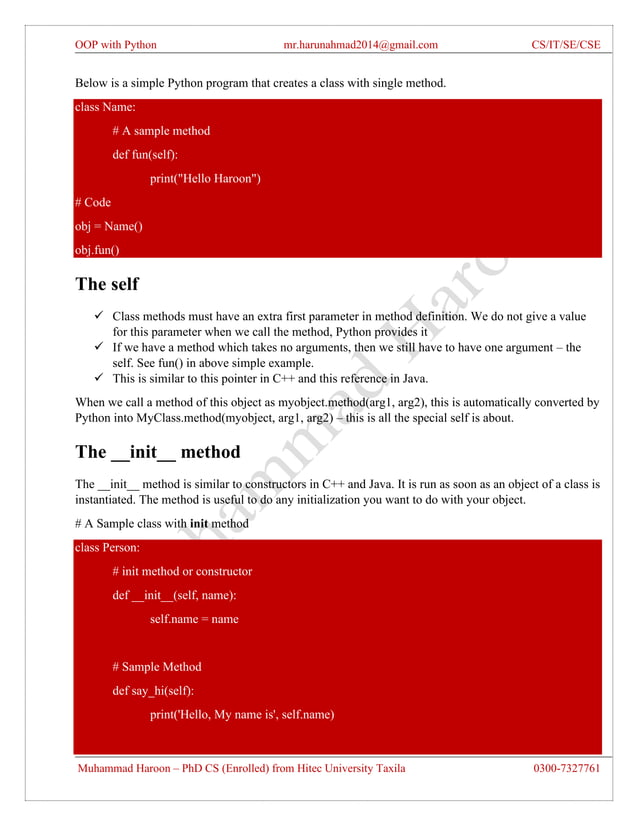 Lecture 01 - Basic Concept About OOP With Python | PDF Lecture 01 - Basic Concept About OOP With Python | PDF