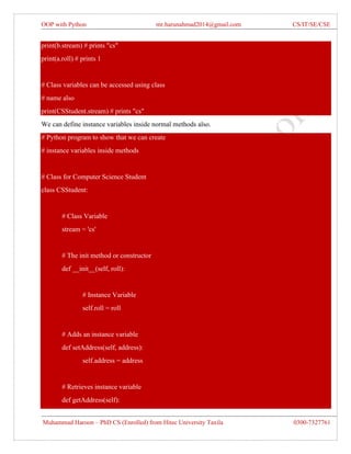Lecture 01 - Basic Concept About OOP With Python | PDF