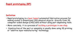 Lecture # 01 Introduction to Rapid Prototyping & Reverse Engineering | PPTX