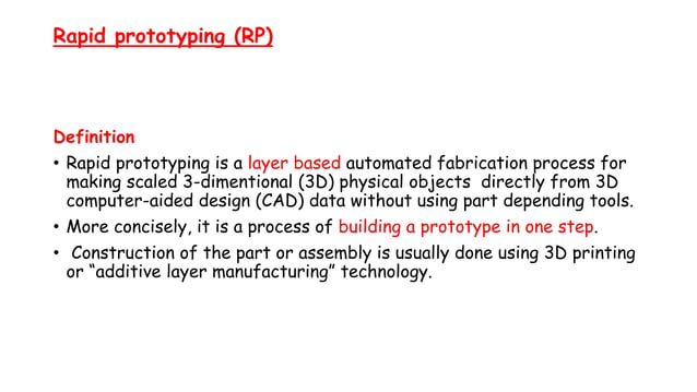 Lecture # 01 Introduction to Rapid Prototyping & Reverse Engineering | PPTX