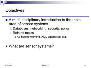 Lecture on Internet Scale Sensor Systems | PPT