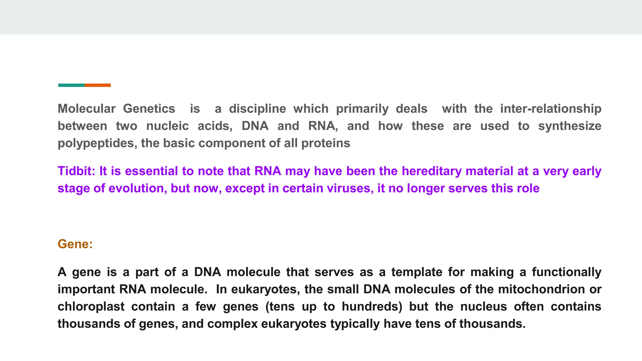 Introduction to molecular biology (basic terminologies) | PPTX