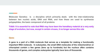 Introduction to molecular biology (basic terminologies) | PPTX