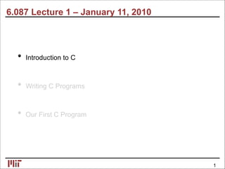 Lecture 01 Programming C for Beginners 001 | PPT