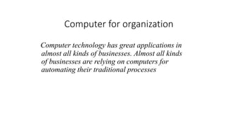 Basic organization of computer | PPTX