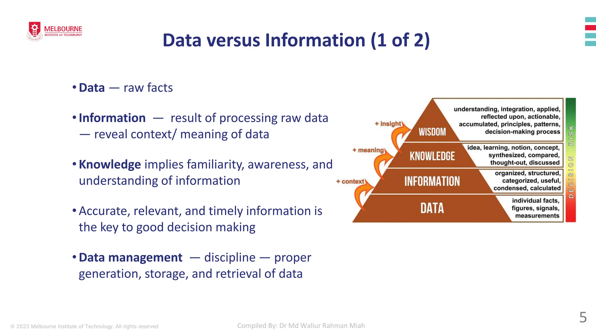 Lecture 01 - Data, Information, knowledge, and Data Models.pptx