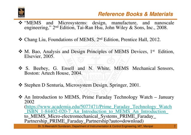 Lecture 01 introduction to mems | PDF