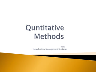 Lecture 01 Introductory Management Statistics | PPT