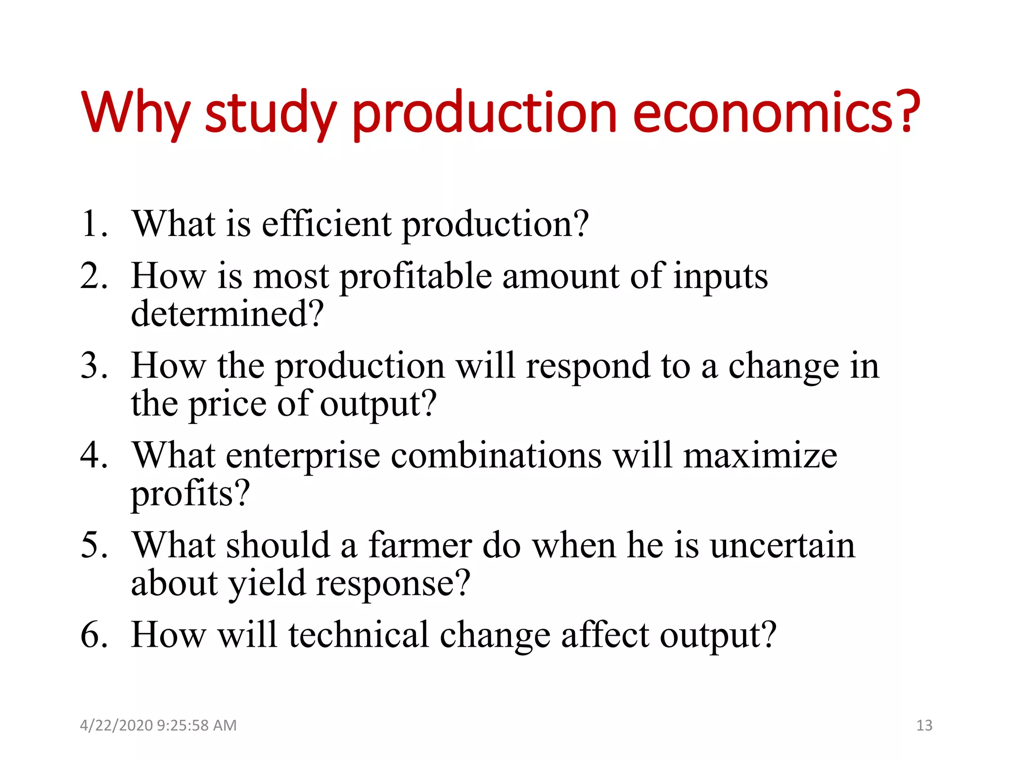 Lecture 01 Introduction to Production Economics | PPTX
