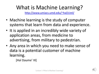 Lecture 1: What is Machine Learning? | PDF