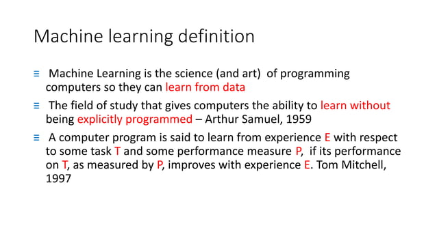 Lecture 01 intro. to ml and overview | PPT