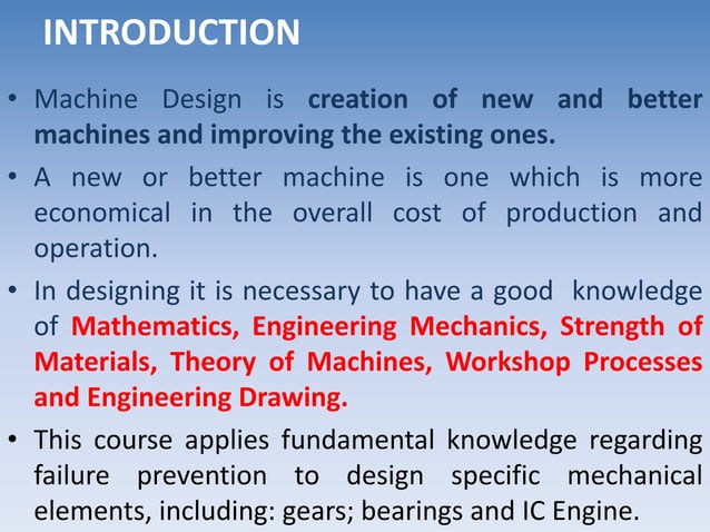 Lecture_01_Introduction_MACHINE DESIGN-II.pptx | Physics | Science