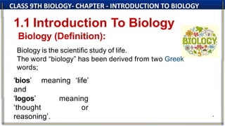 Lecture#01 Introduction to Biology.pptx | Biological Sciences | Science