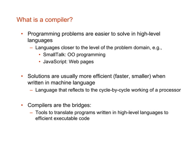 Lecture 01 introduction to compiler | PDF