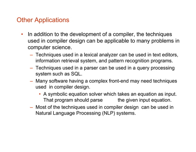 Lecture 01 introduction to compiler | PDF