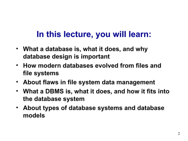 Lecture 01 introduction to database | PPT | Databases | Computer ...