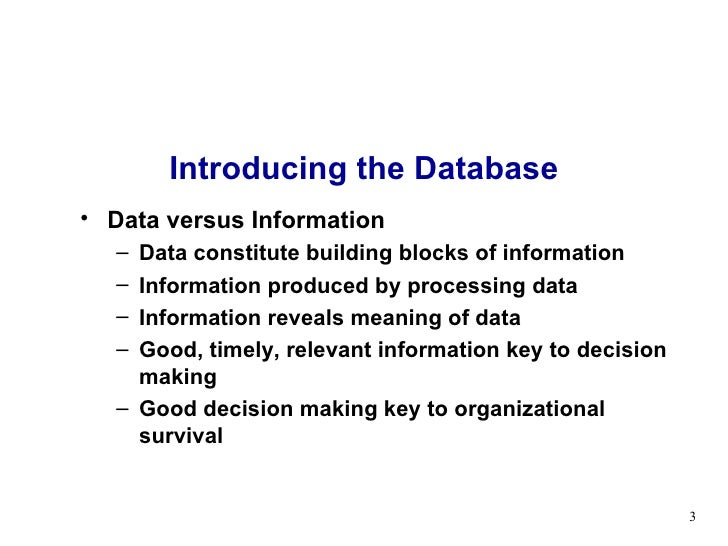 Lecture 01 introduction to database Lecture 01 introduction to database
