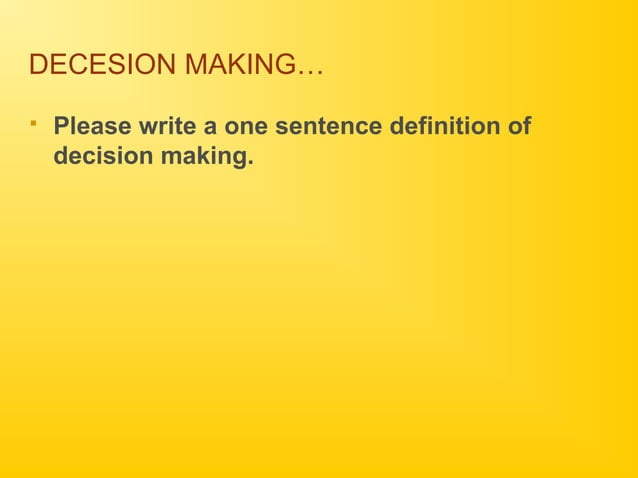 Lecture # 01 introduction to decision making | PPT