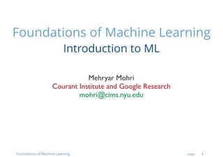 Lecture 01(Introduction to machine learning) | PDF