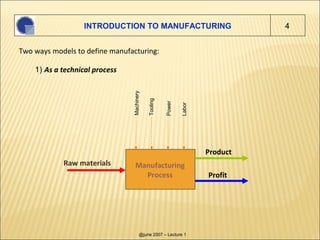 Lecture 01 introduction to manufacturing | PPT