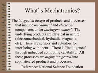 Introduction to Mechatronics System and Data Transfer | PPT