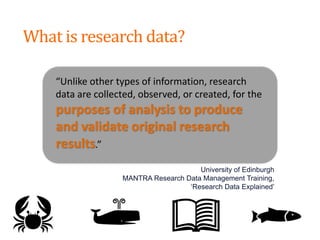 Introduction to research data management; Lecture 01 for GRAD521 | PPTX
