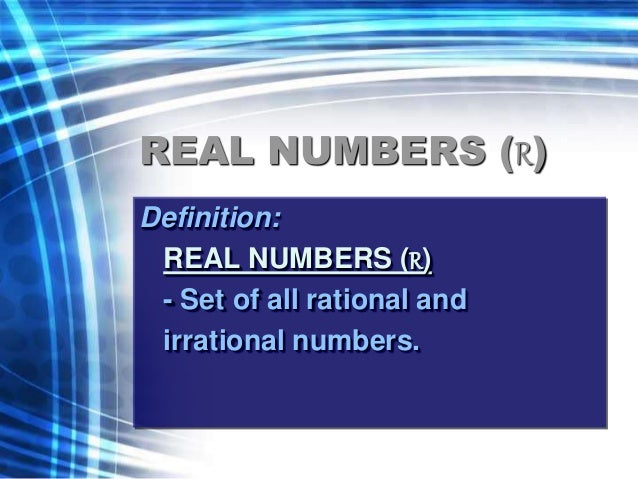 Lecture 01 Reals Number System