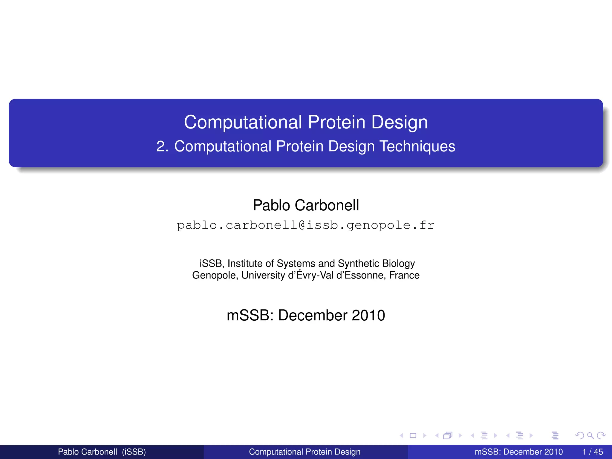 Computational Protein Design. 2. Computational Protein Design ...