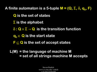 Deterministic Finite Automata | PPT | Programming Languages | Computing