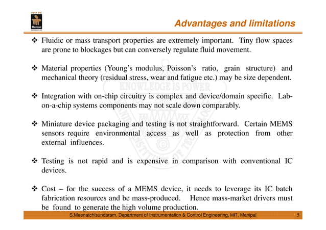 Micro Electro Mechanical Systems (MEMS) Class Materials - Lecture 02 | PPT