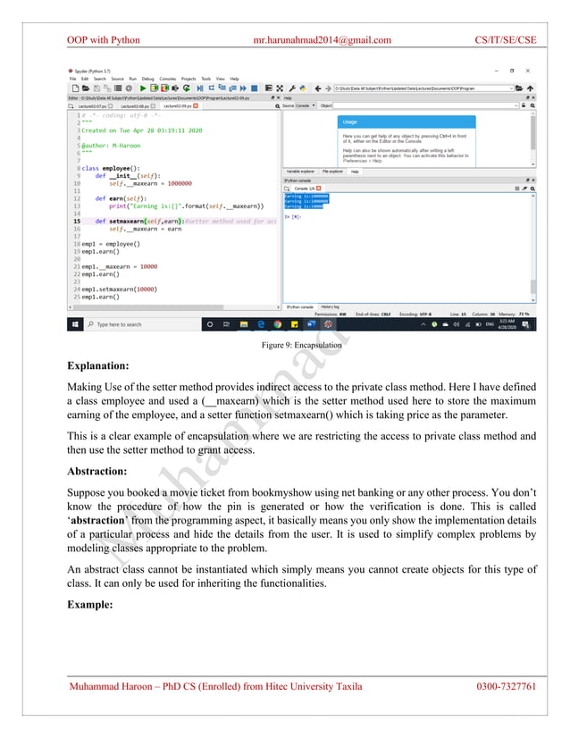 Lecture # 02 - OOP with Python Language by Muhammad Haroon | PDF