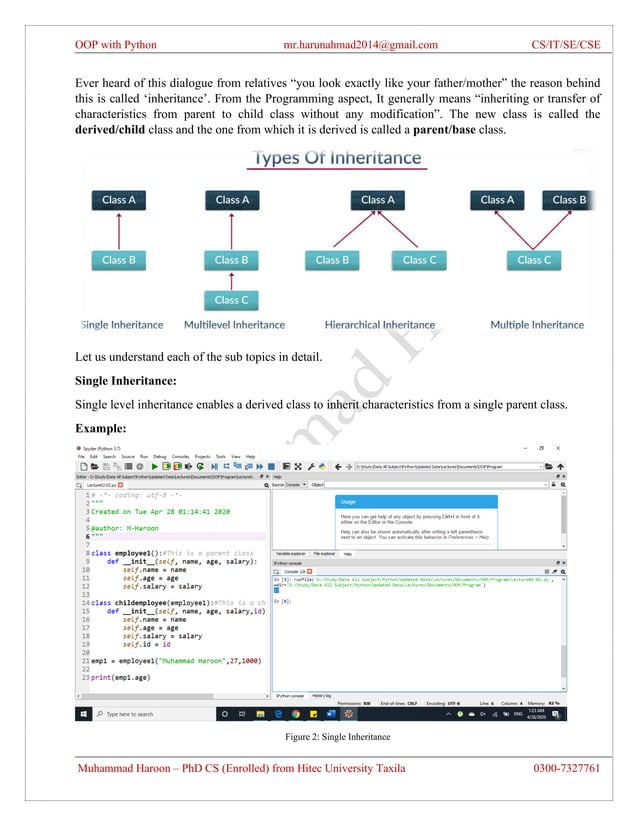 Lecture # 02 - OOP with Python Language by Muhammad Haroon | PDF